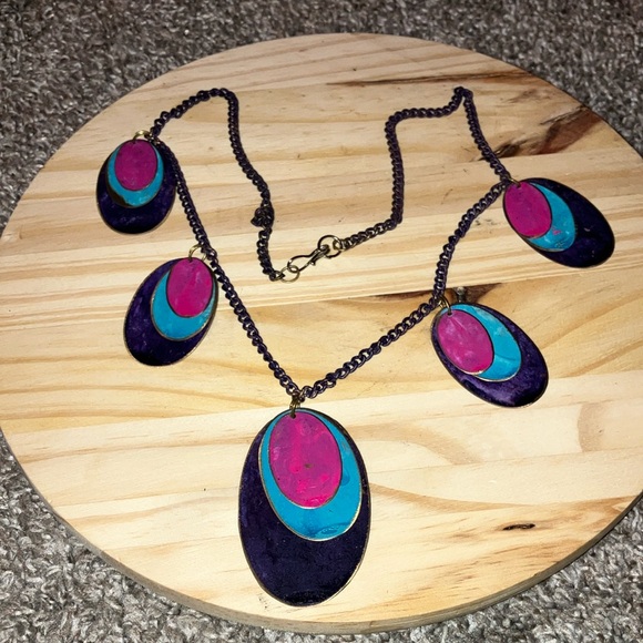 Source Unknown | Jewelry | Vintage Peacock Metal Discs Necklace 98s ...